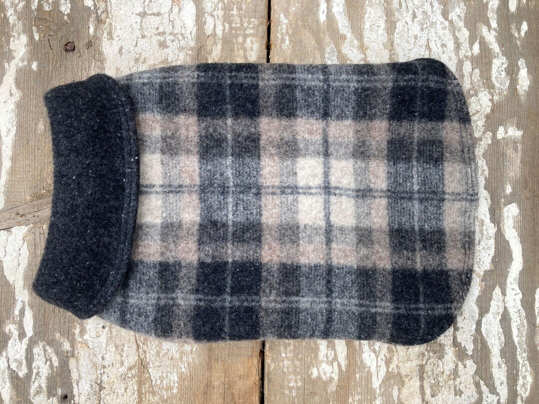 Extra Small Wool Dog Coat, Plaid Repurposed Sweater, Adjustable Straps ...