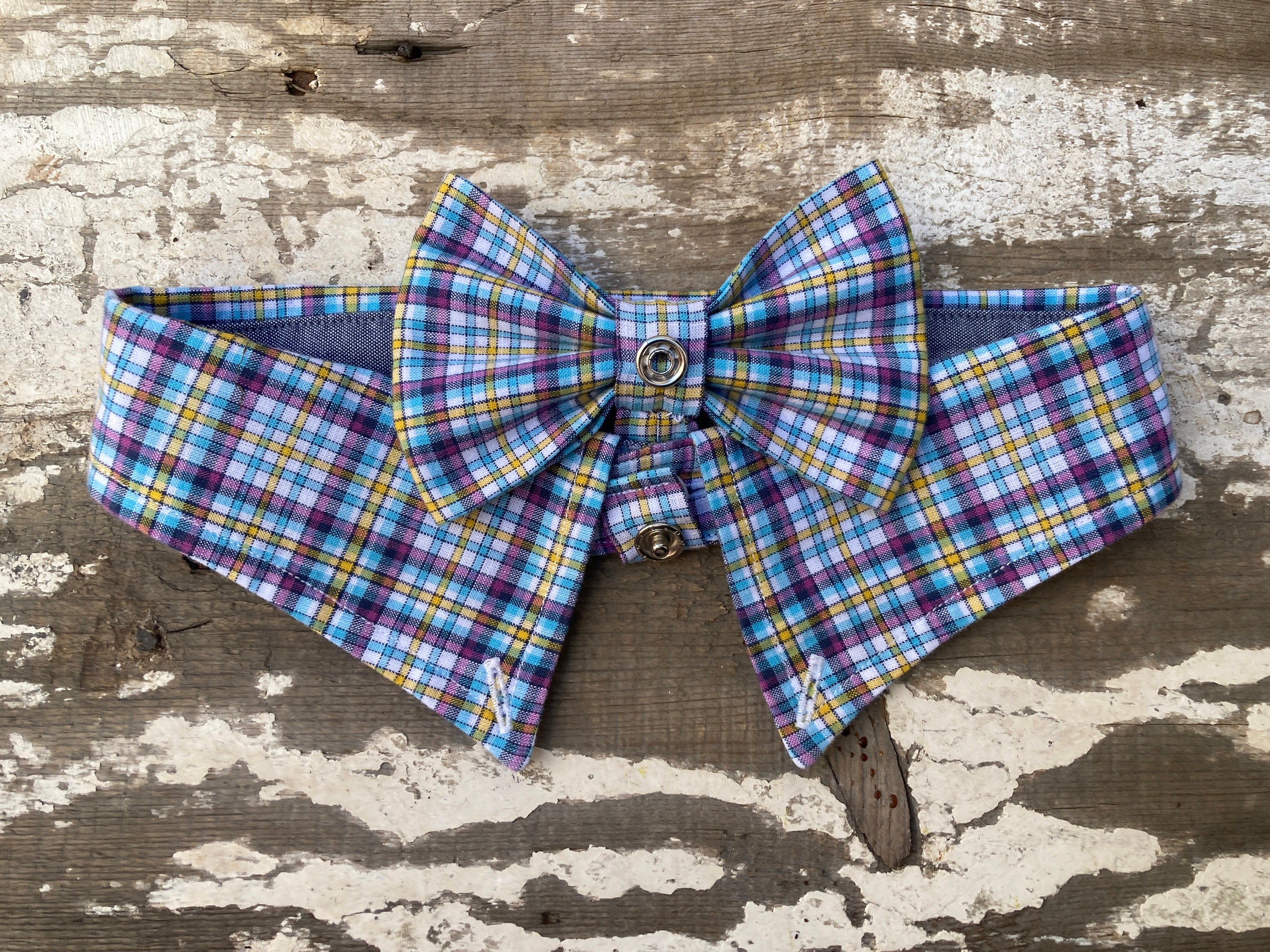 Dog Shirt Collar With Bowtie//large//repurposed Shirt//one of A Kind ...