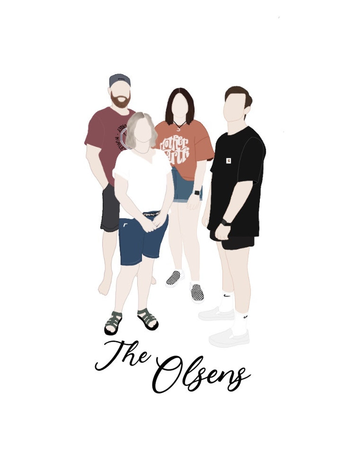 Custom Digital Portraits Personalized Family Portrait - Etsy