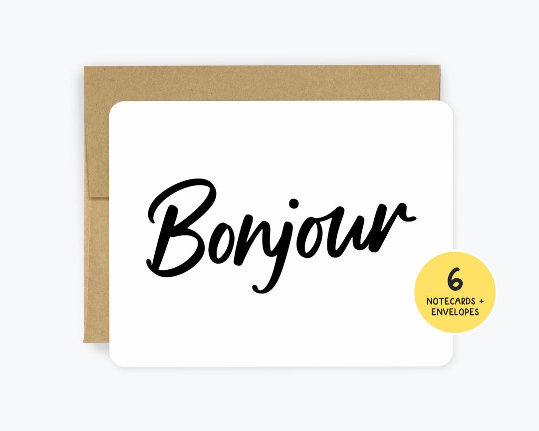 Bonjour Notecard Set, Hello Notes, French, Stationery Set, Chic ...