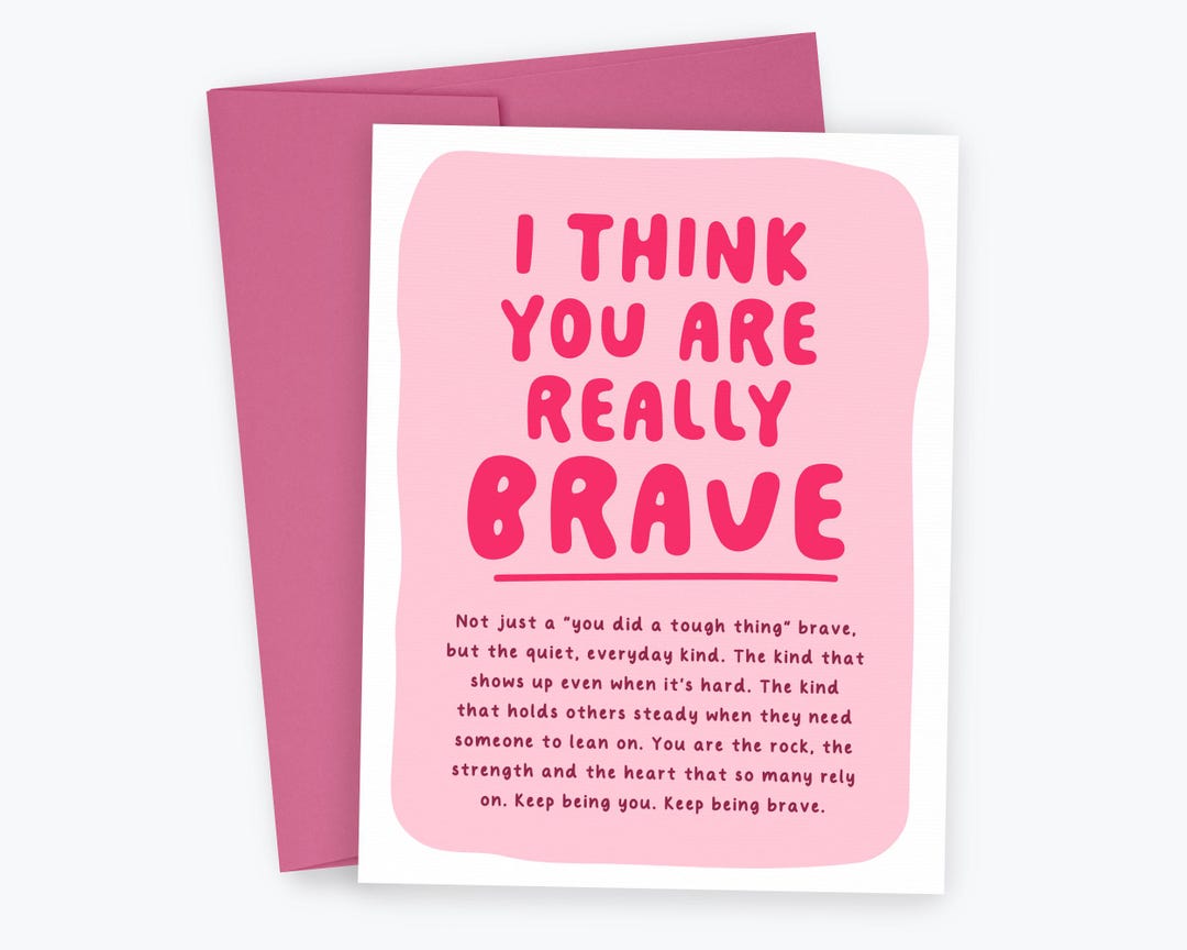 Encouragement Card: Brave, Friendship, Support - Pink Envelope - Etsy