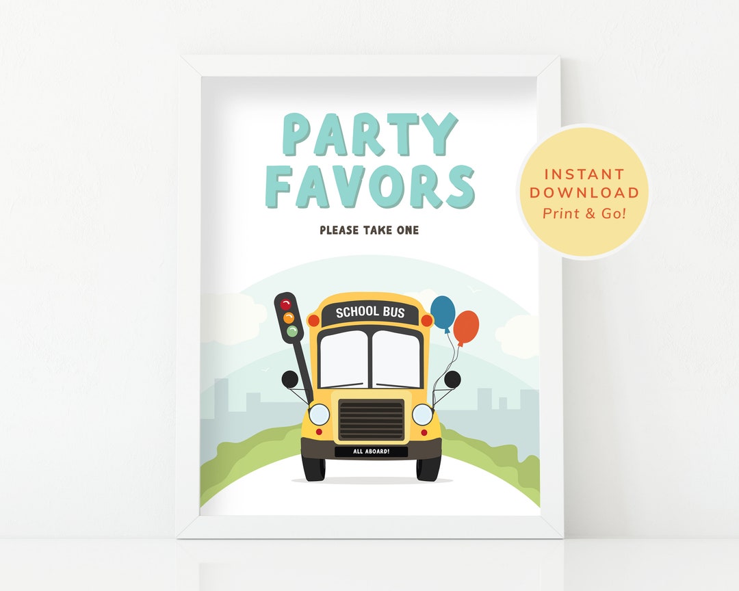 Yellow School Bus Sign, Party Favors Sign, Party Signs & Accessories ...