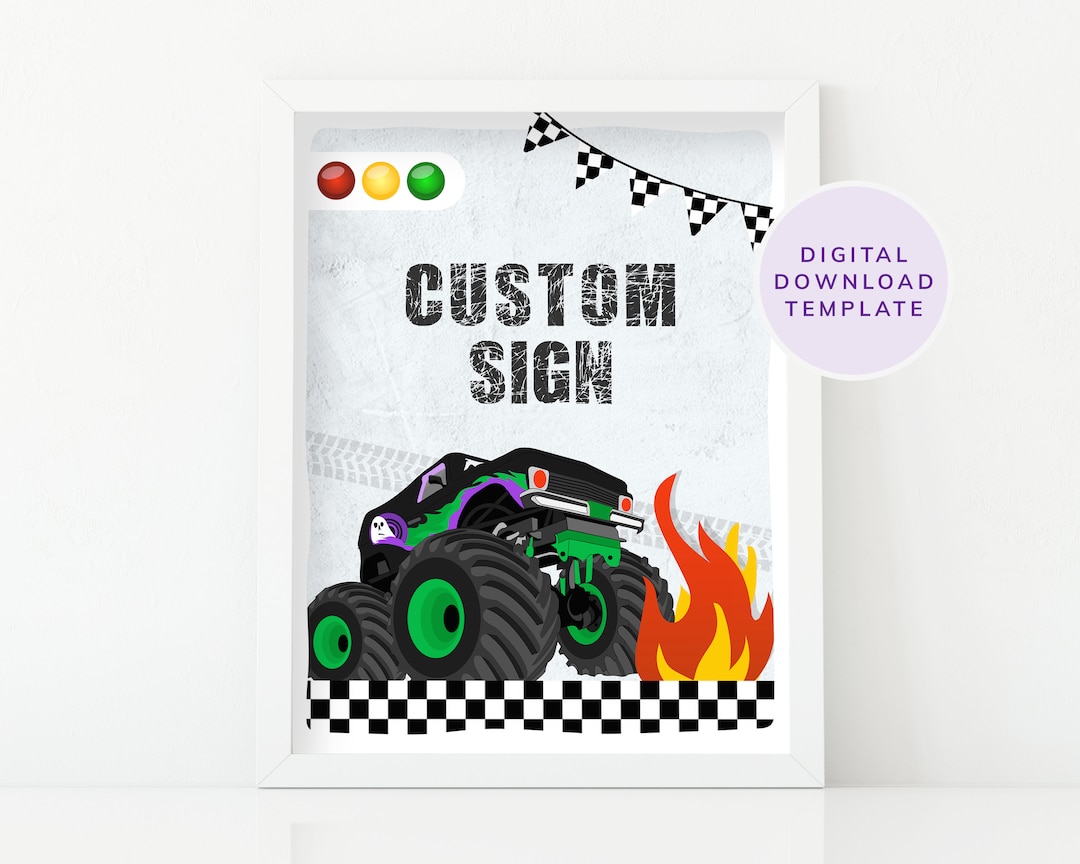 Monster Truck Party Sign Custom Sign Monster Jam Themed Birthday Decor ...