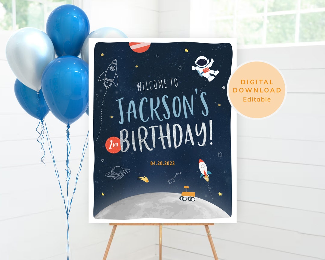 Space Party Welcome Sign Poster Solar System Themed Outer Space Year ...
