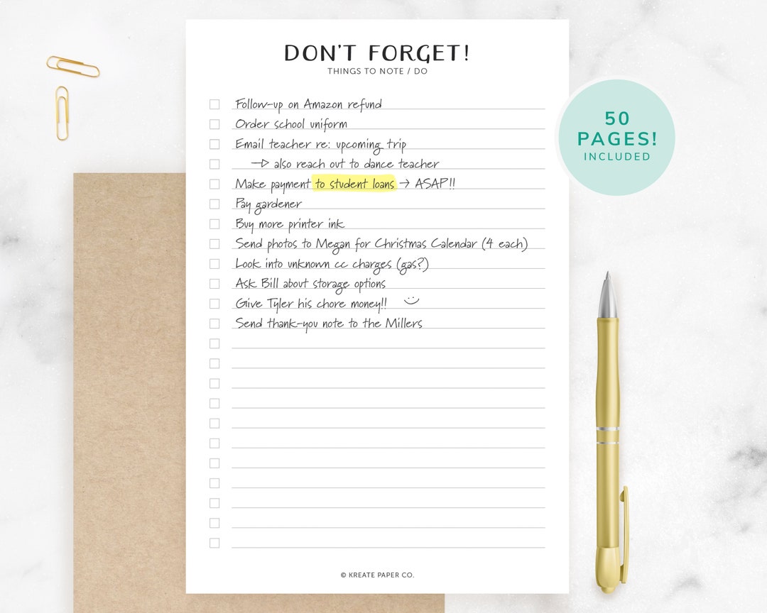Don't Forget Magnetic Notepad, to Do List Notepad, Fridge Magnet ...
