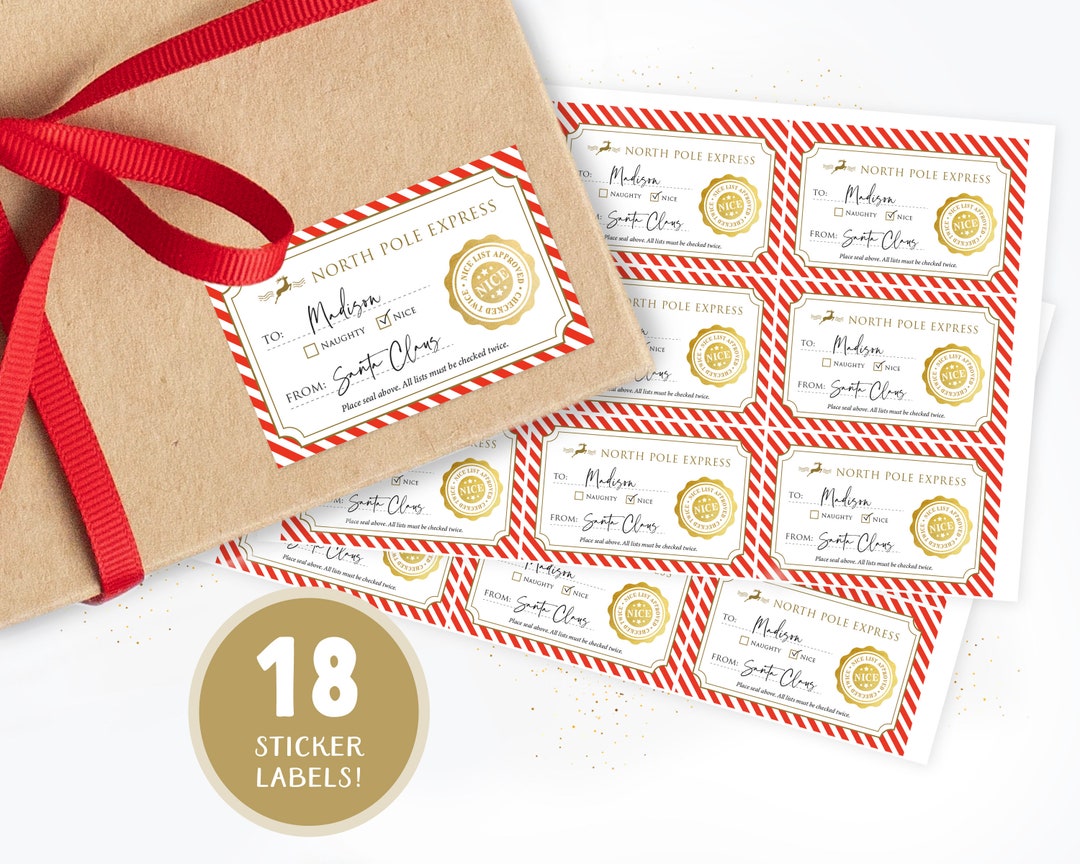 Santa Labels, Authentic Santa Claus Gift Tag Stickers, Personalized ...