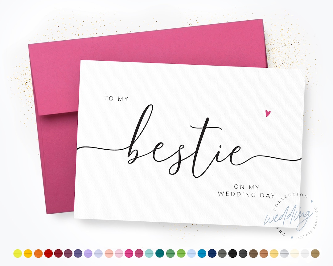 To My Bestie on My Wedding Day | Wedding Party Card | Best Friend ...