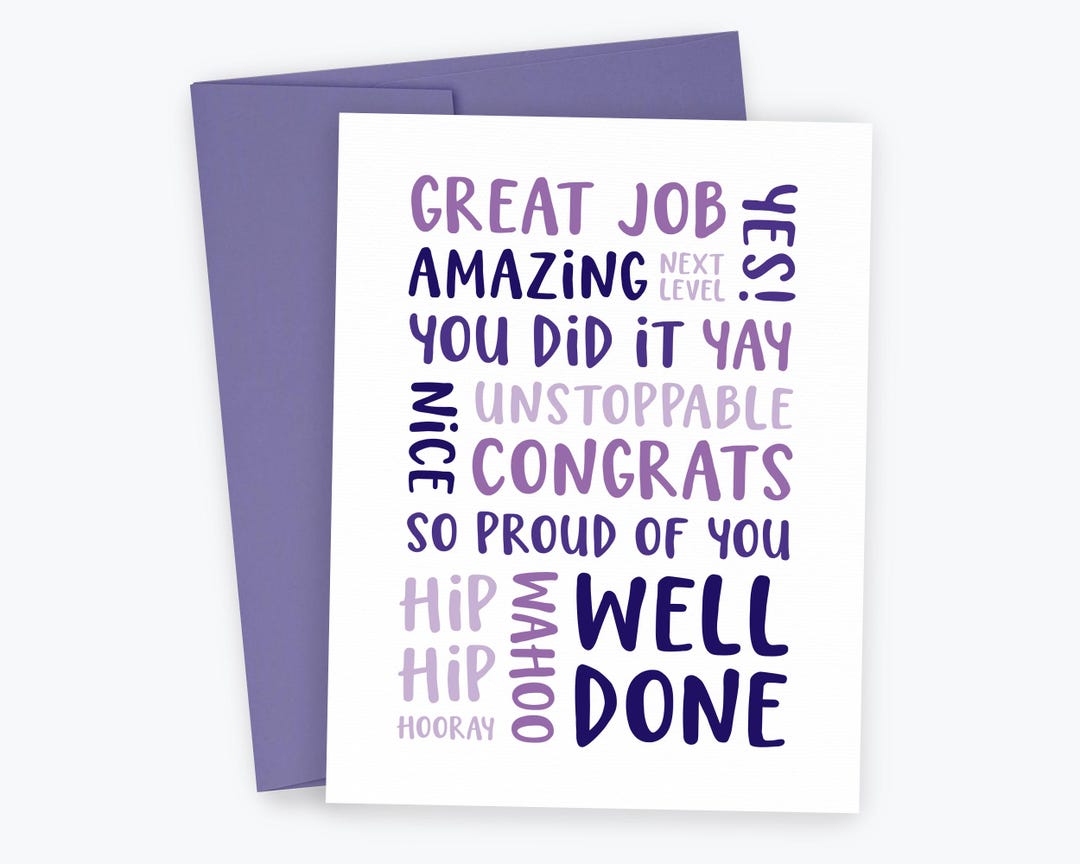 Congratulations Card, Well Done, Great Job, Proud of You, You Did It ...