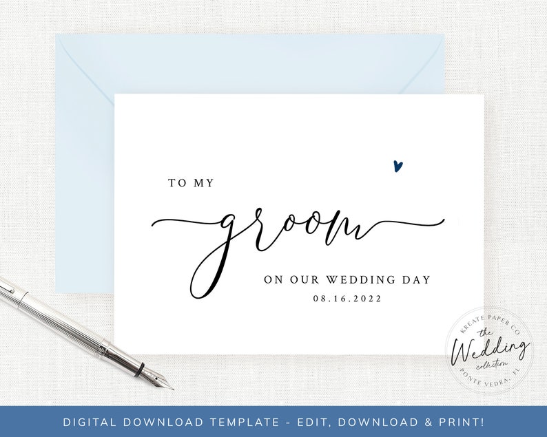 DIGITAL to My Groom on Our Wedding Day Digital Template - Etsy