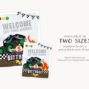 Monster Truck Welcome Sign Poster Monster Jam Trucks Themed Party ...