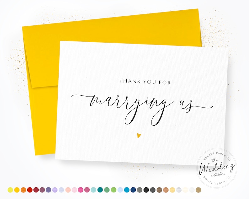 Thank You for Marrying Us Officiant Thank You Card Bridal - Etsy