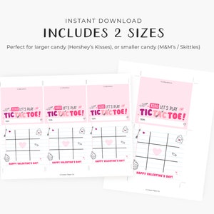 Printable Valentine's Day Tic Tac Toe Cards, Candy Game Valentines Bag ...
