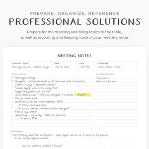 Meeting Agenda Printable, Meeting Notes, Planner, Meeting List Template ...