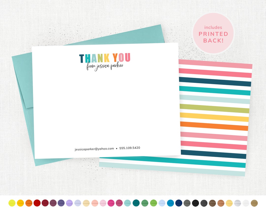 Personalized Thank You Notecards, Multicolored, Note Cards & Envelopes ...