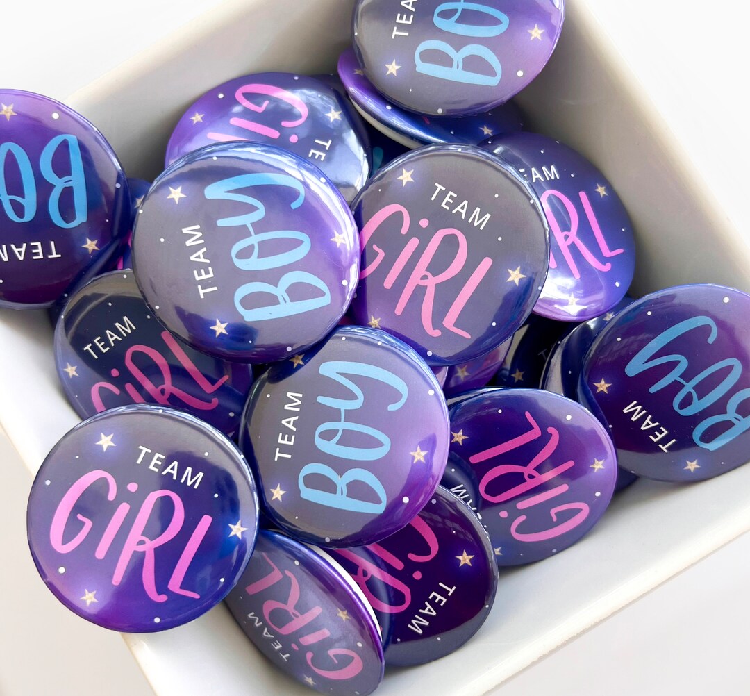 Team Boy Team Girl Buttons - Twinkle, Baby Gender Reveal Party ...