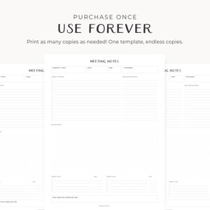 Meeting Agenda Printable, Meeting Notes, Planner, Meeting List Template ...