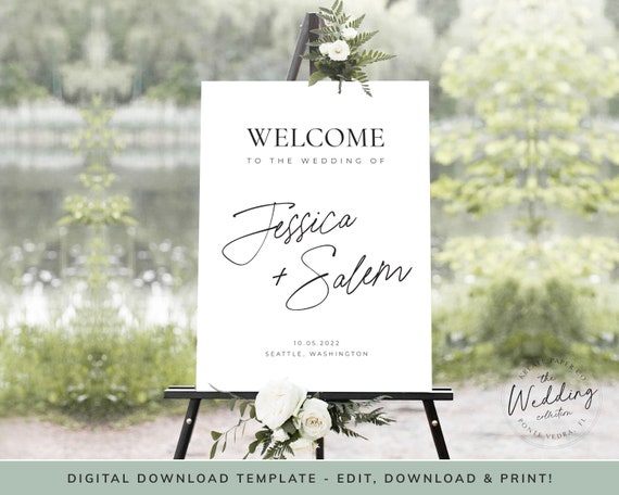 Black & White Wedding Welcome Sign Modern Gothic Ceremony - Etsy