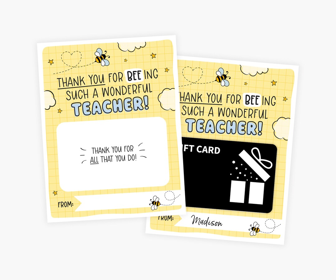 Teacher Gift Card Holder, Teacher Appreciation Week Gift Card Printable ...