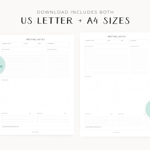 Meeting Agenda Printable, Meeting Notes, Planner, Meeting List Template ...