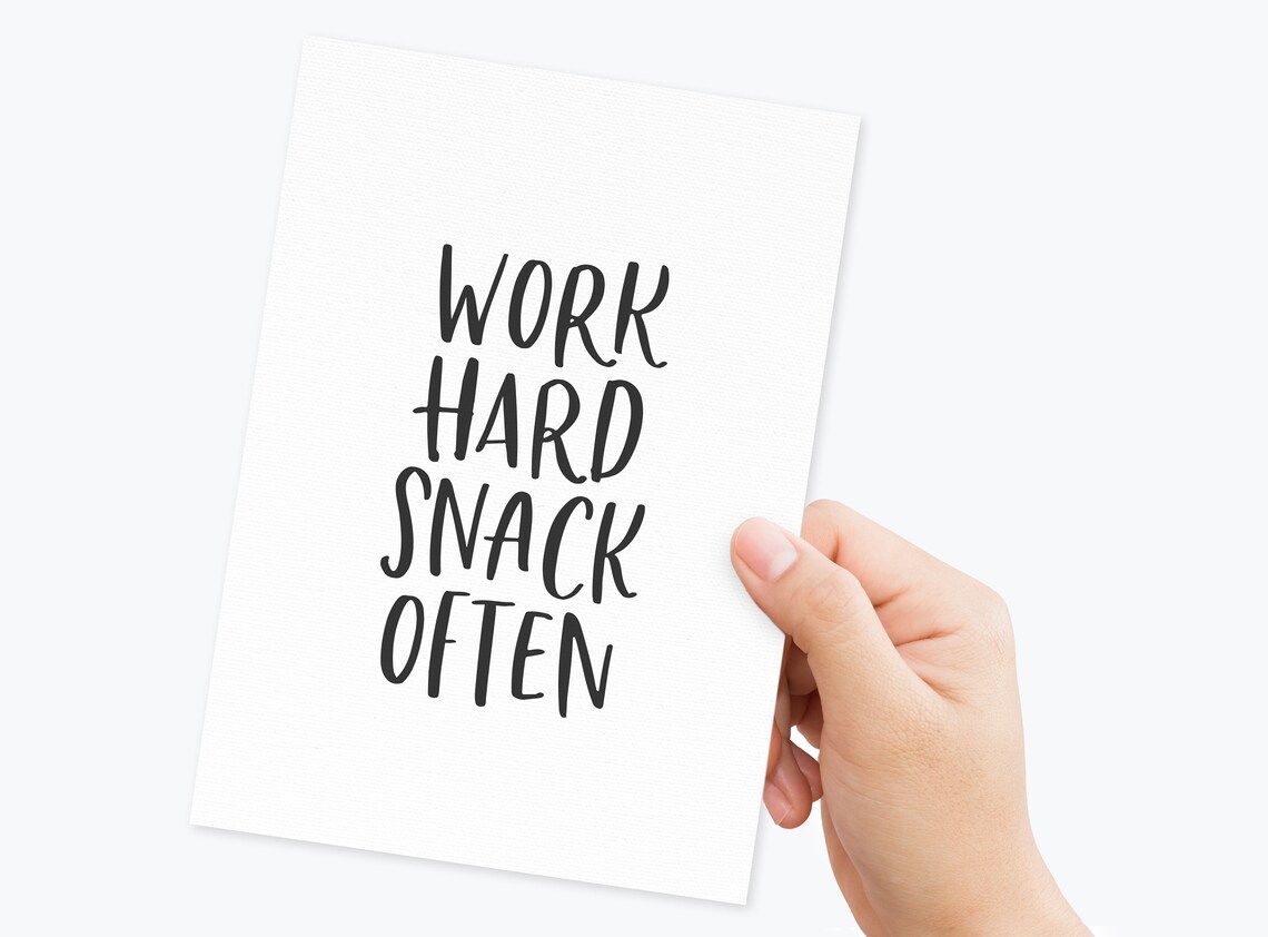 Work Hard Snack Often Print Office Wall Art Funny | Etsy
