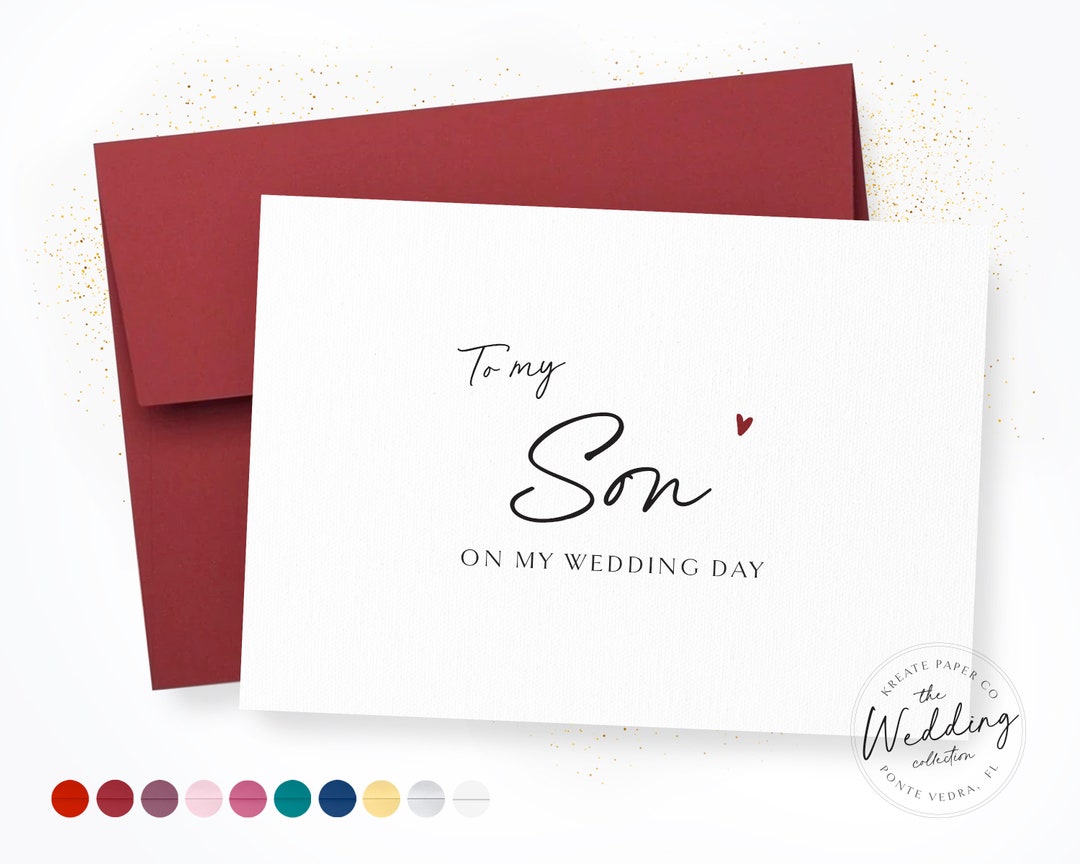 To My Son on My Wedding Day | Wedding Party Card | Son Wedding Day Card ...