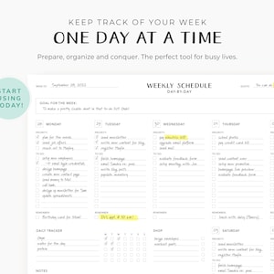 Weekly Planner Digital Download - Daily to Do List, Weekly Planner ...