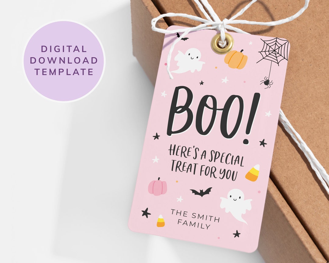 Halloween Boo Tags, Editable Halloween Favor Gift Bag Tags, Trick or ...