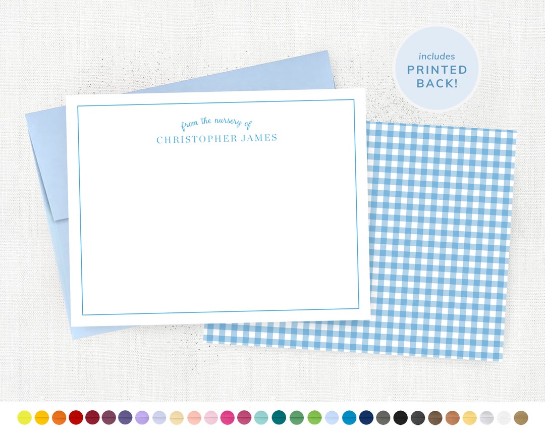 Personalized Baby Shower Thank You Notecards, Gingham, Boy Baby Shower ...