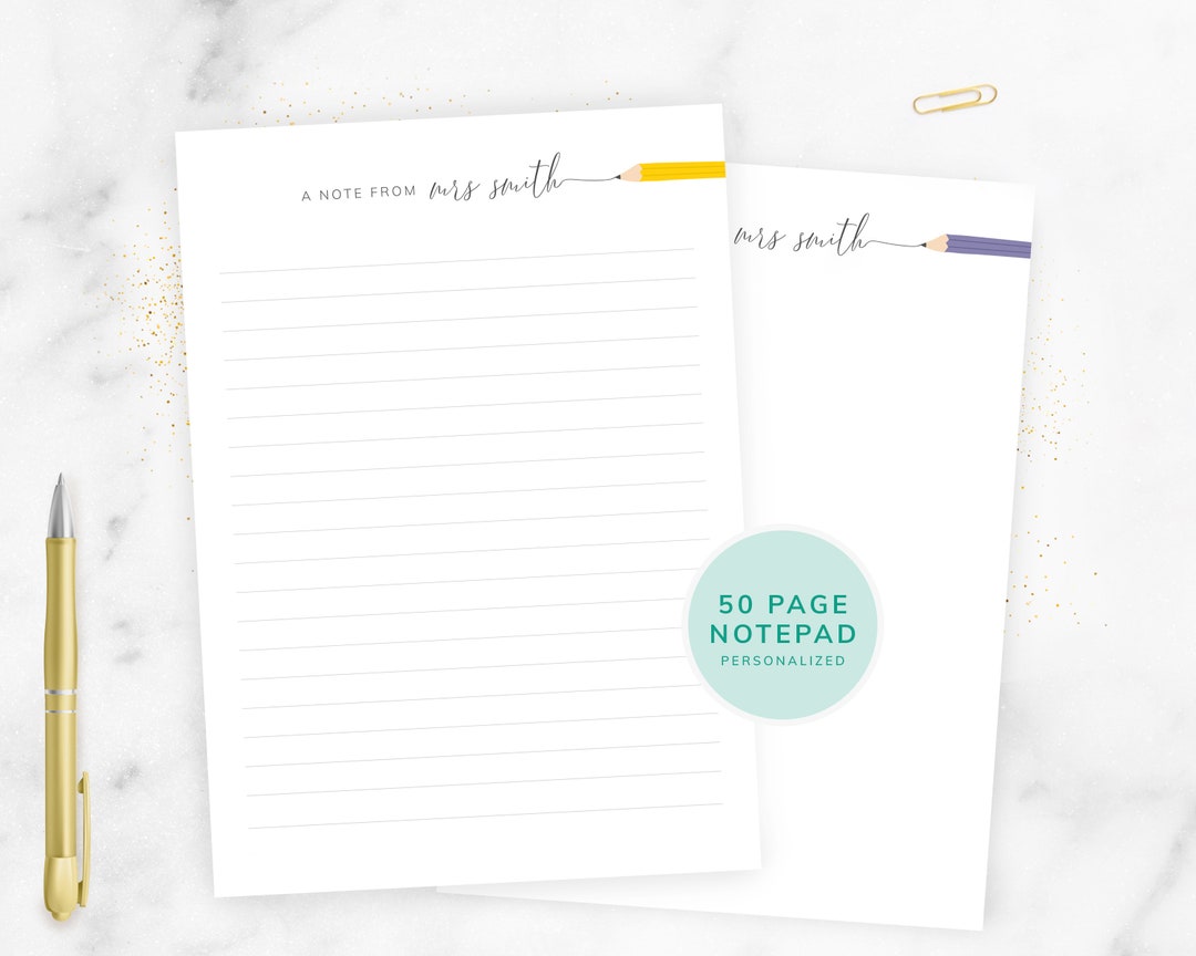 Personalized Teacher Notepad, A Note From, Teacher Notepads, Teacher ...