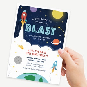 Space Party Invitation, Outer Space Birthday Invite, Party, Space ...