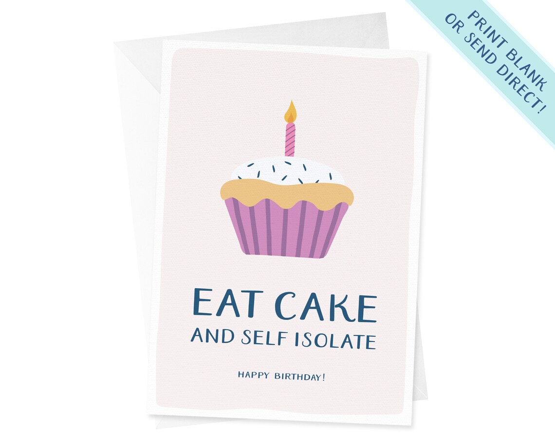 Quarantine Birthday Card Birthday Cake Self Isolation Card | Etsy