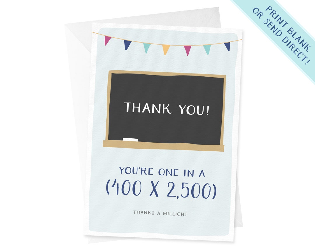 Teacher Appreciation Card | Teacher Card | One in A Million | Teacher ...