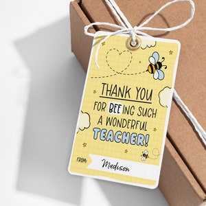 Teacher Appreciation Week Gift Tag, Thank You for Beeing Such a ...