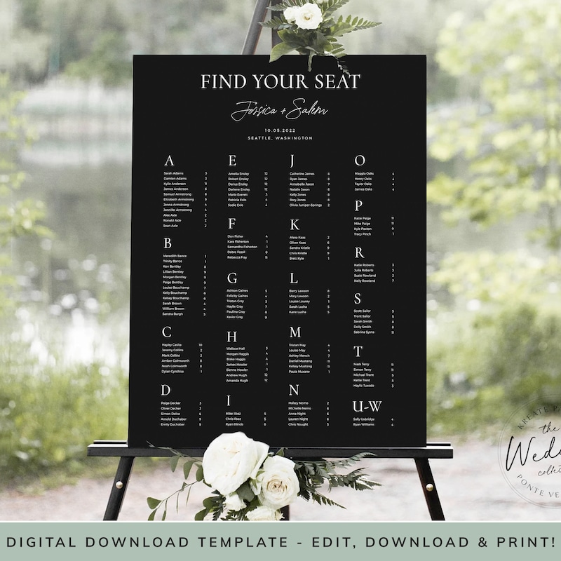 Seating Chart Template - Etsy