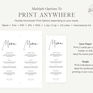 Simple and Elegant Wedding Menu, Template, Modern Script Wedding Dinner ...
