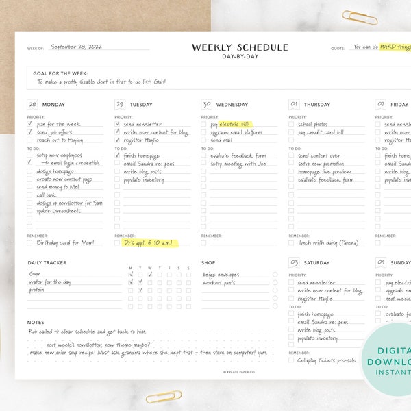 2026 Weekly Notepad - Etsy