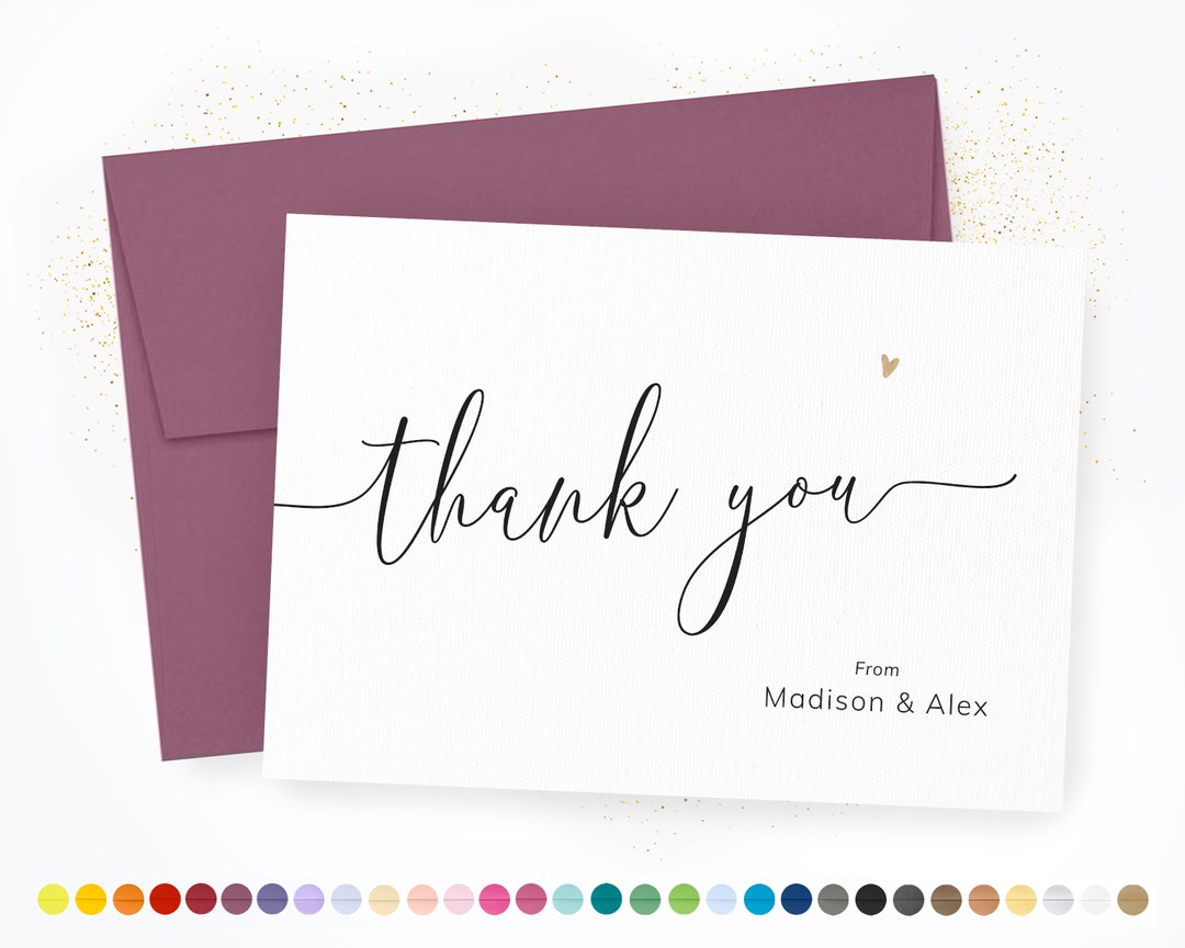 Personalized Folded Thank You Cards & Envelopes, Custom Stationery ...