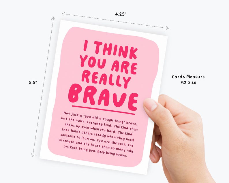 Encouragement Card: Brave, Friendship, Support - Pink Envelope - Etsy
