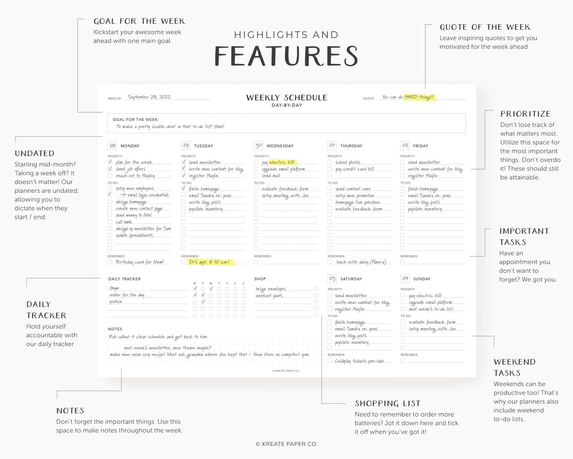 Weekly Planner Notepad Daily to Do List Weekly Desk Pad - Etsy