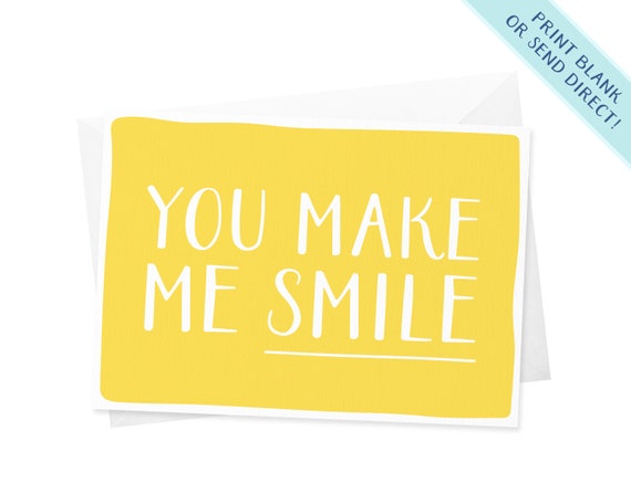 You Make Me Smile Card Valentine's Day Card | Etsy