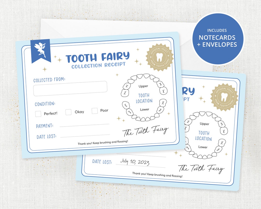 Tooth Fairy Receipt - Cards + Envelopes, Card From Tooth Fairy, Baby ...