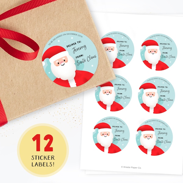 Santa Stickers - Etsy