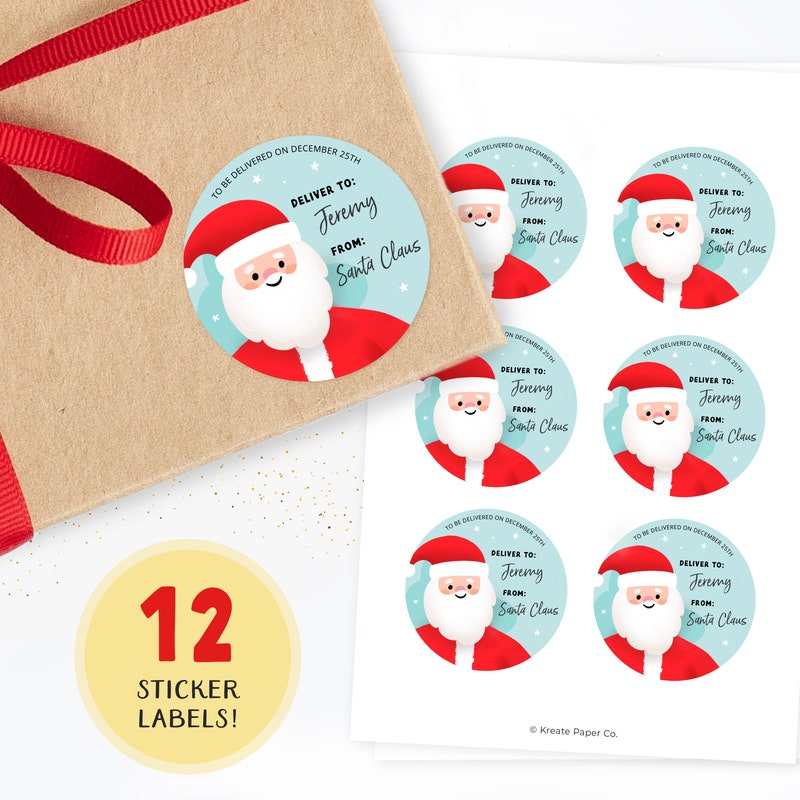 Santa Stickers - Etsy