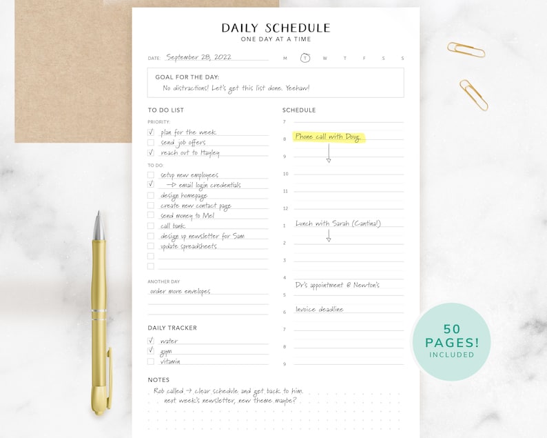 Daily Planner Notepad, Daily to Do List, Undated Daily Planner, Desk ...