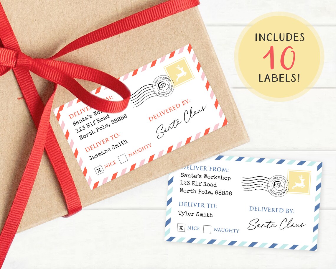 From Santa Label Santa Claus Delivery Gift Tag Stickers - Etsy