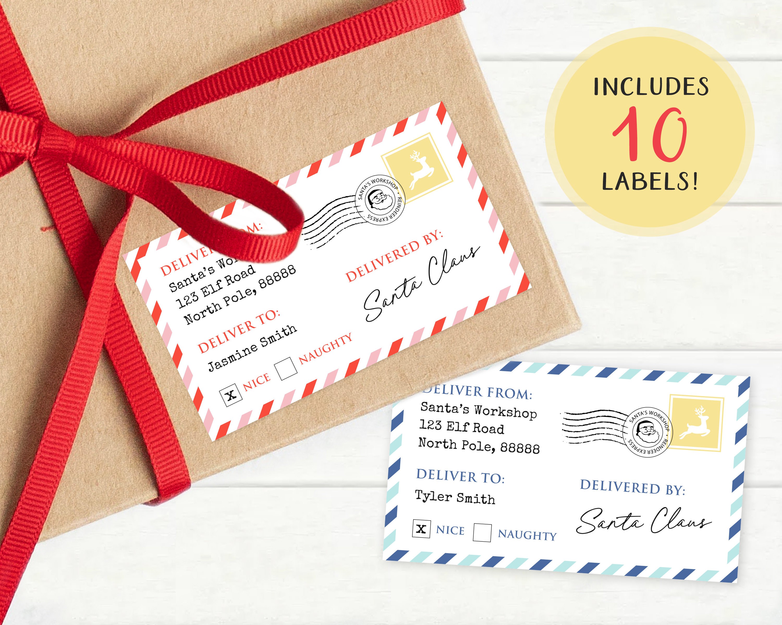 From Santa Label Santa Claus Delivery Gift Tag Stickers - Etsy