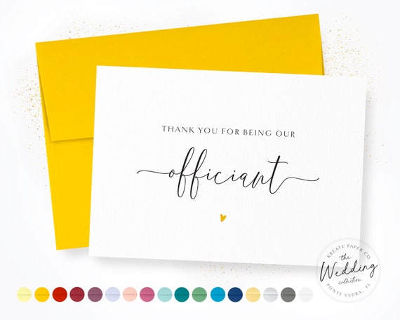 Thank You for Being Our Officiant Officiant Thank You Card - Etsy