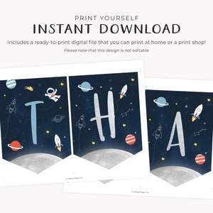 Space Happy Birthday Banner Outer Space Themed Decor Outer Space Solar ...