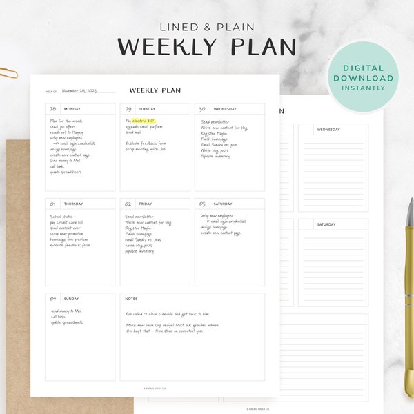 Weekly Schedule - Etsy