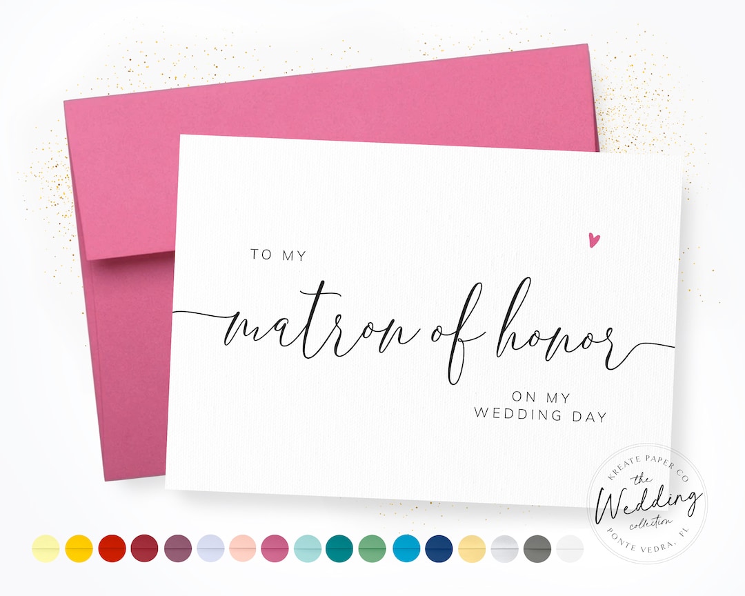 To My Matron of Honor on My Wedding Day | Wedding Party Card | Bridal ...